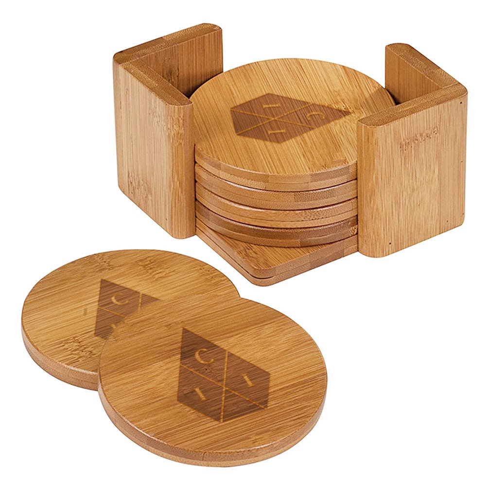 Engraved Bamboo Coaster Set - Etsy