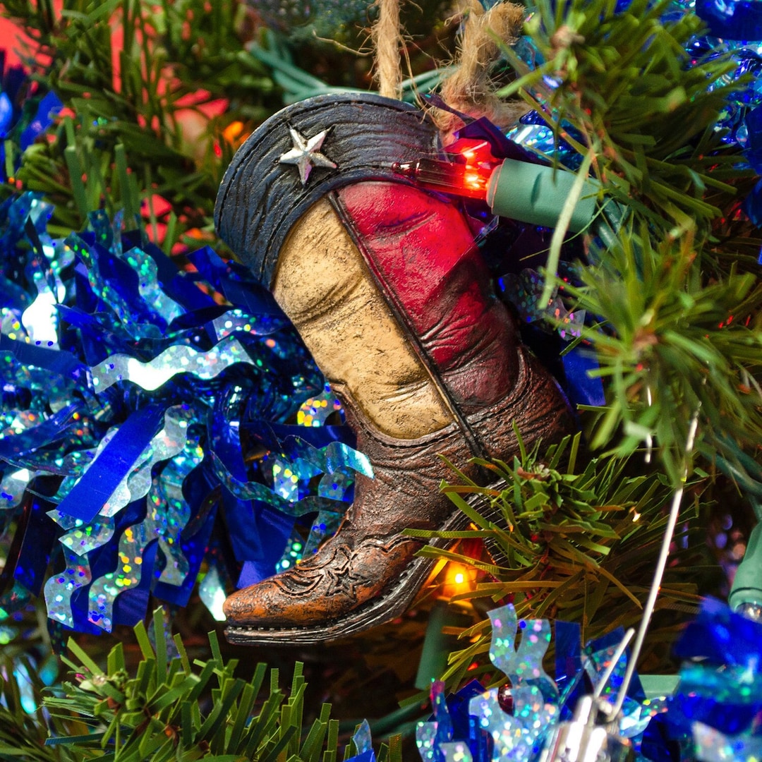 Texas Cowboy Boot Christmas Ornaments - Western, Rustic, Resin, Holiday ...