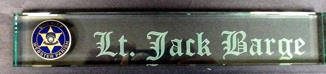 Engraved Jade Glass Desk Name Plate - Etsy