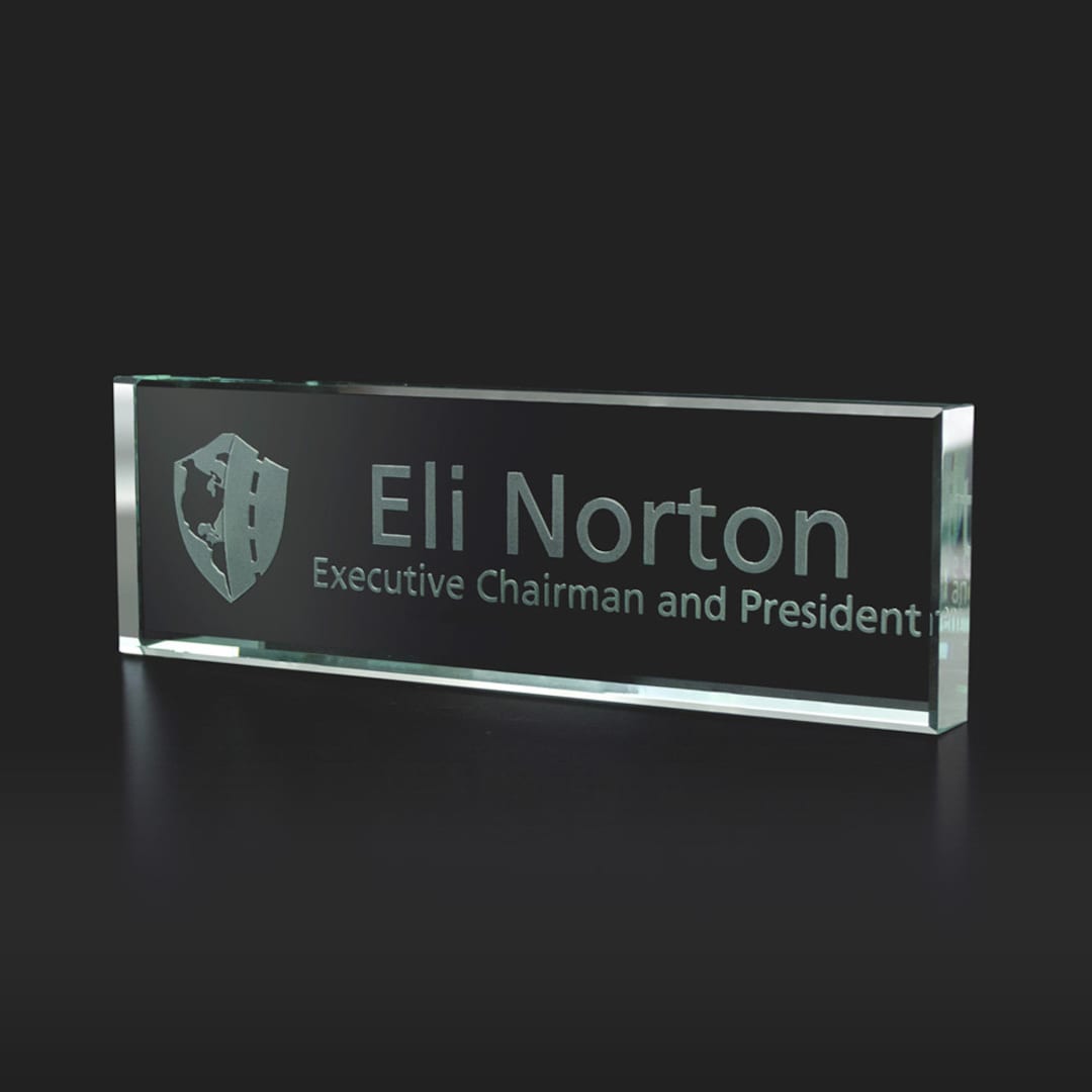 Engraved Jade Glass Desk Name Plate - Etsy