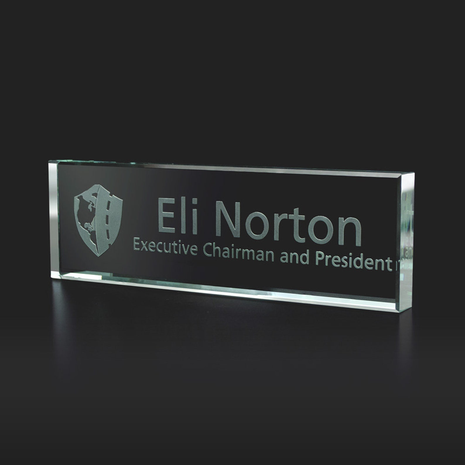 Engraved Jade Glass Desk Name Plate - Etsy