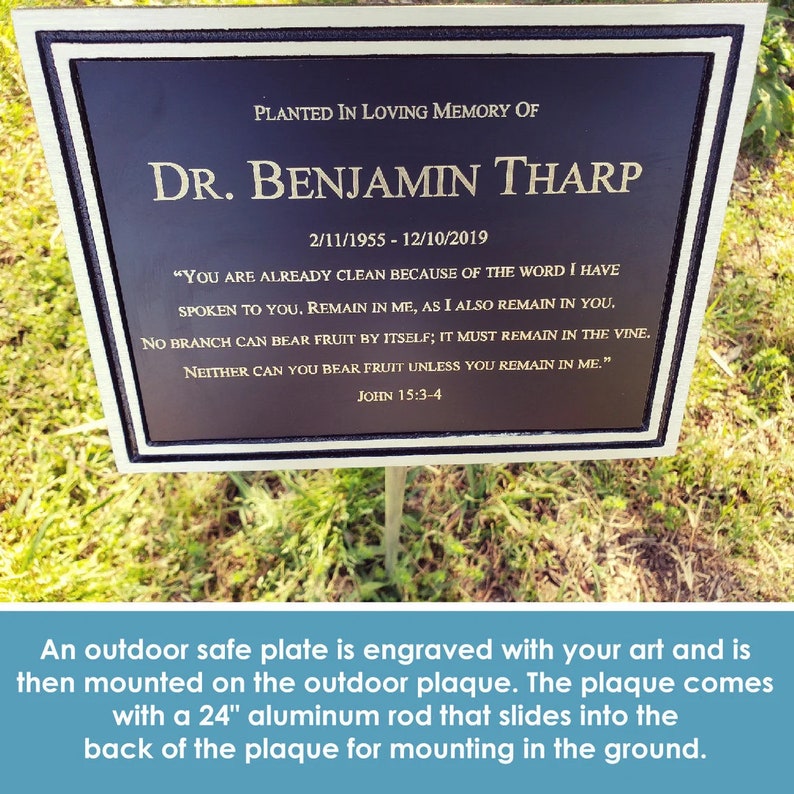 Personalized Outdoor Memorial Plaque | Engraved Aluminum Sign With ...