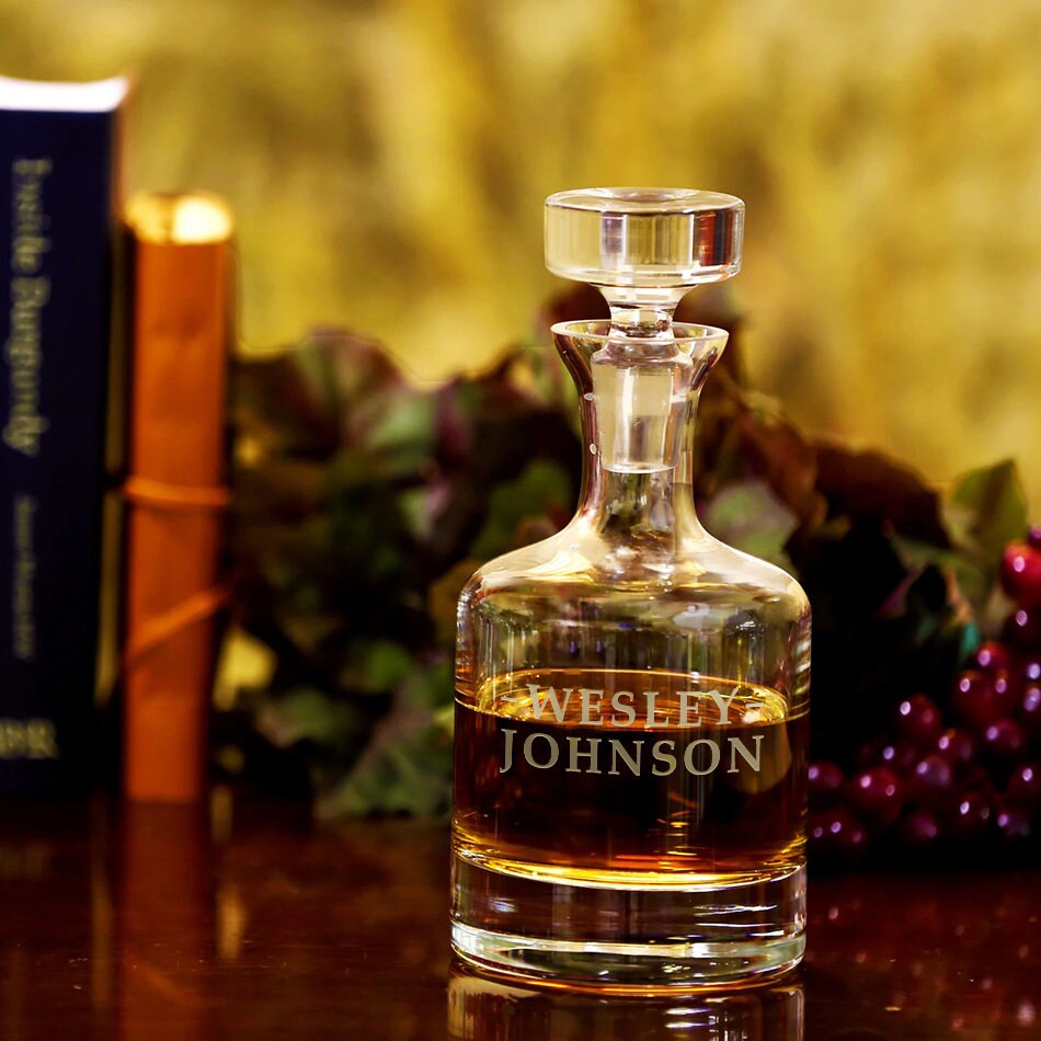 Engraved Crystal Flagon Decanter - Etsy