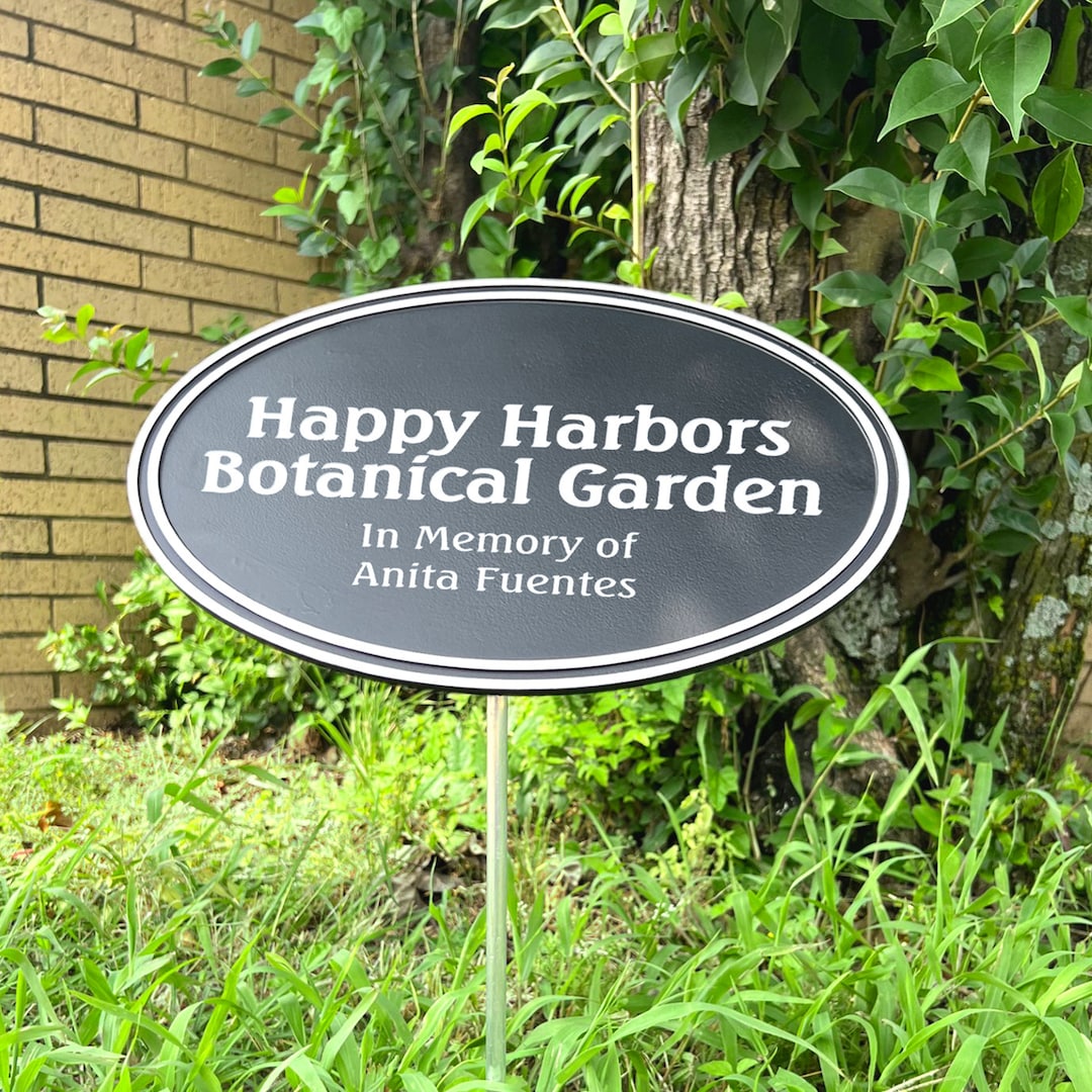 Personalized Oval Memorial Plaque: Engraved Aluminum Garden Sign With ...