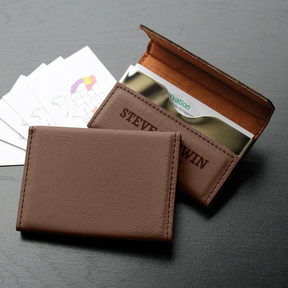 Personalized Vegan Leather Business Card Carrying Case - Etsy