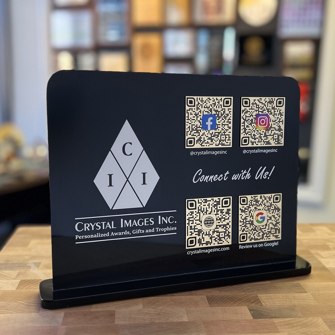 Custom QR Code Acrylic Business Sign: Social Media Display - Etsy
