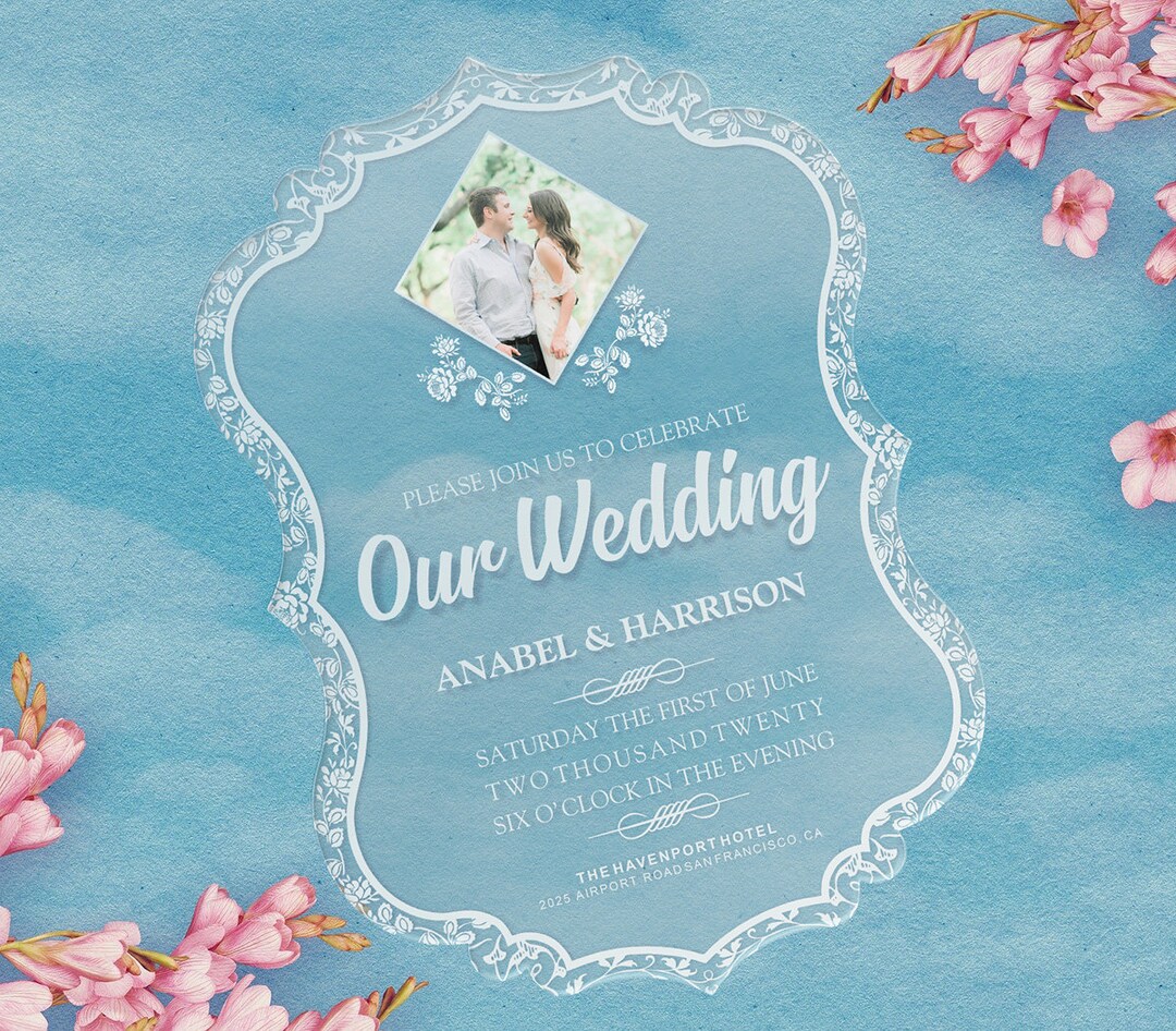 Personalized Full Color Wedding Invitation Printed Card Acrylic Unique ...