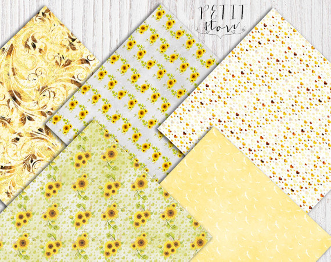 Sunflower Digital Paper Pack Sunflowers Floral Paper Pack - Etsy