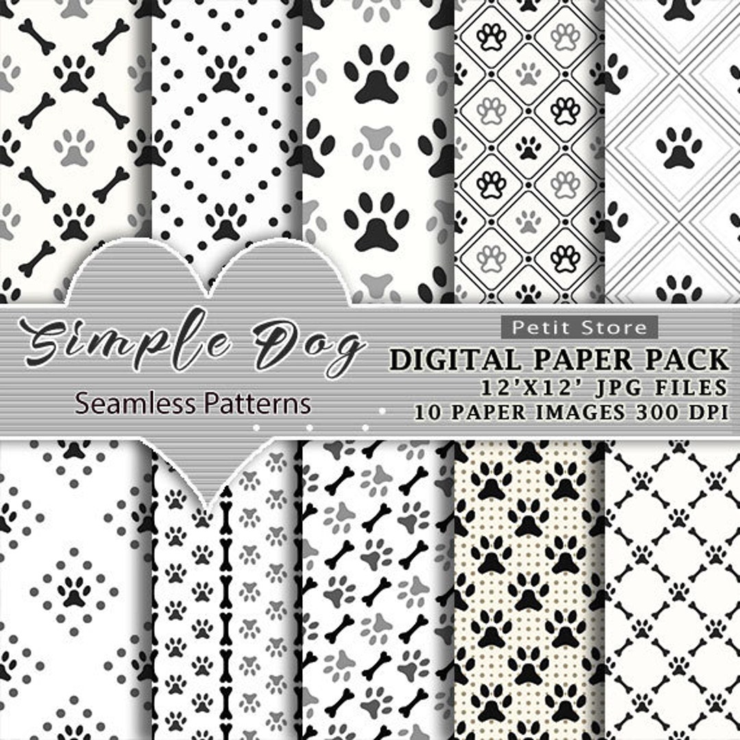 Dog Digital Paper Pack Dog Paw Paper Pack Pet Paper Pack Dog Paw Prints ...