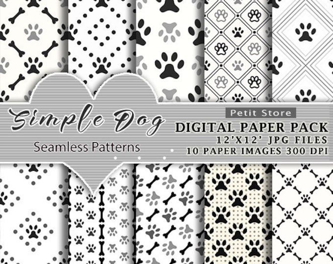 3D Dog Digital Paper | Paw Print Patterns | Pet Scrapbooking & Craft ...