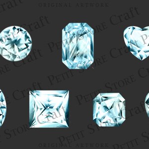 Watercolor Diamond ClipArt Gems Crystals Rhinestones Fashion | Etsy