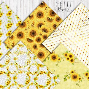 Sunflower Digital Paper Pack Sunflowers Floral Paper Pack Yellow ...