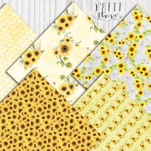 Sunflower Digital Paper Pack Sunflowers Floral Paper Pack Yellow ...