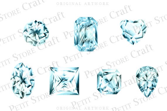 Watercolor Diamond ClipArt Gems Crystals Rhinestones Fashion | Etsy