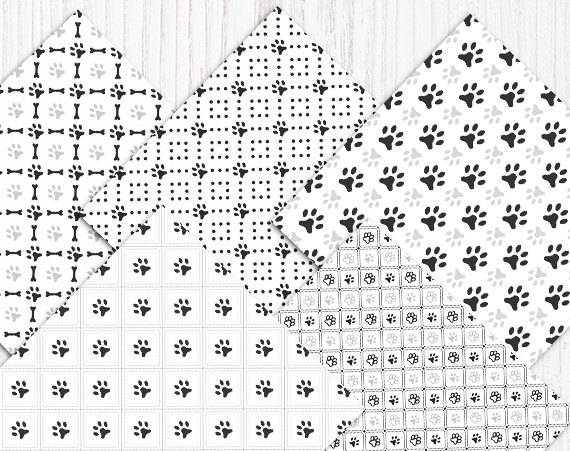 Dog Digital Paper Pack Dog Paw Paper Pack Pet Paper Pack Dog Paw Prints ...