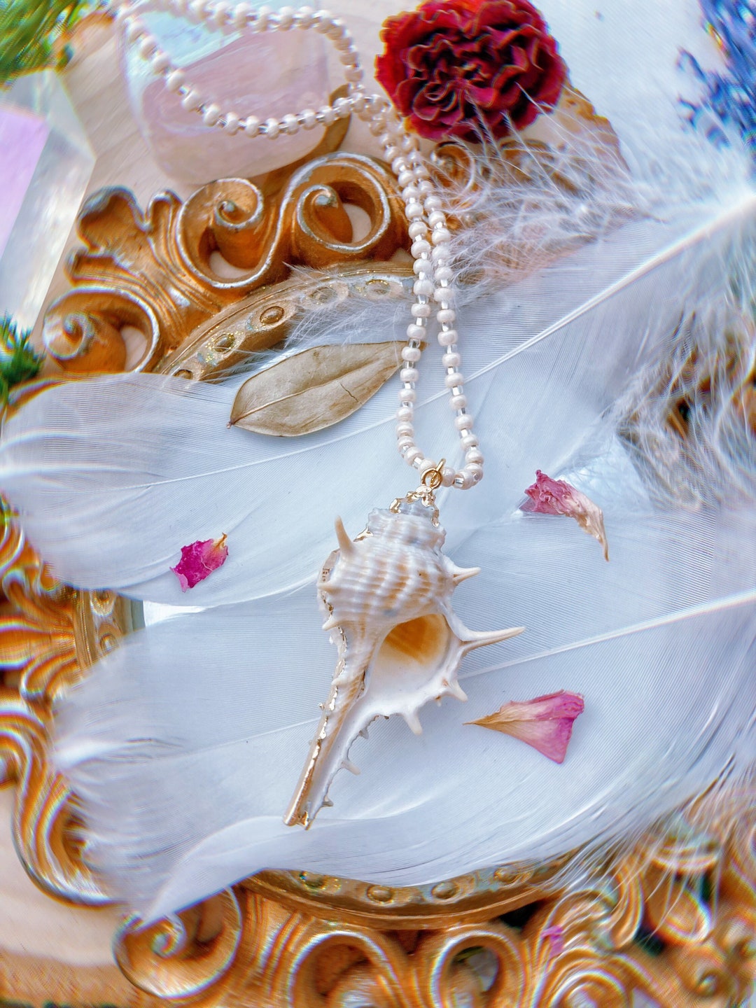 Conch Seashell Necklace . Conch Shell Necklace . Aphrodite Altar ...