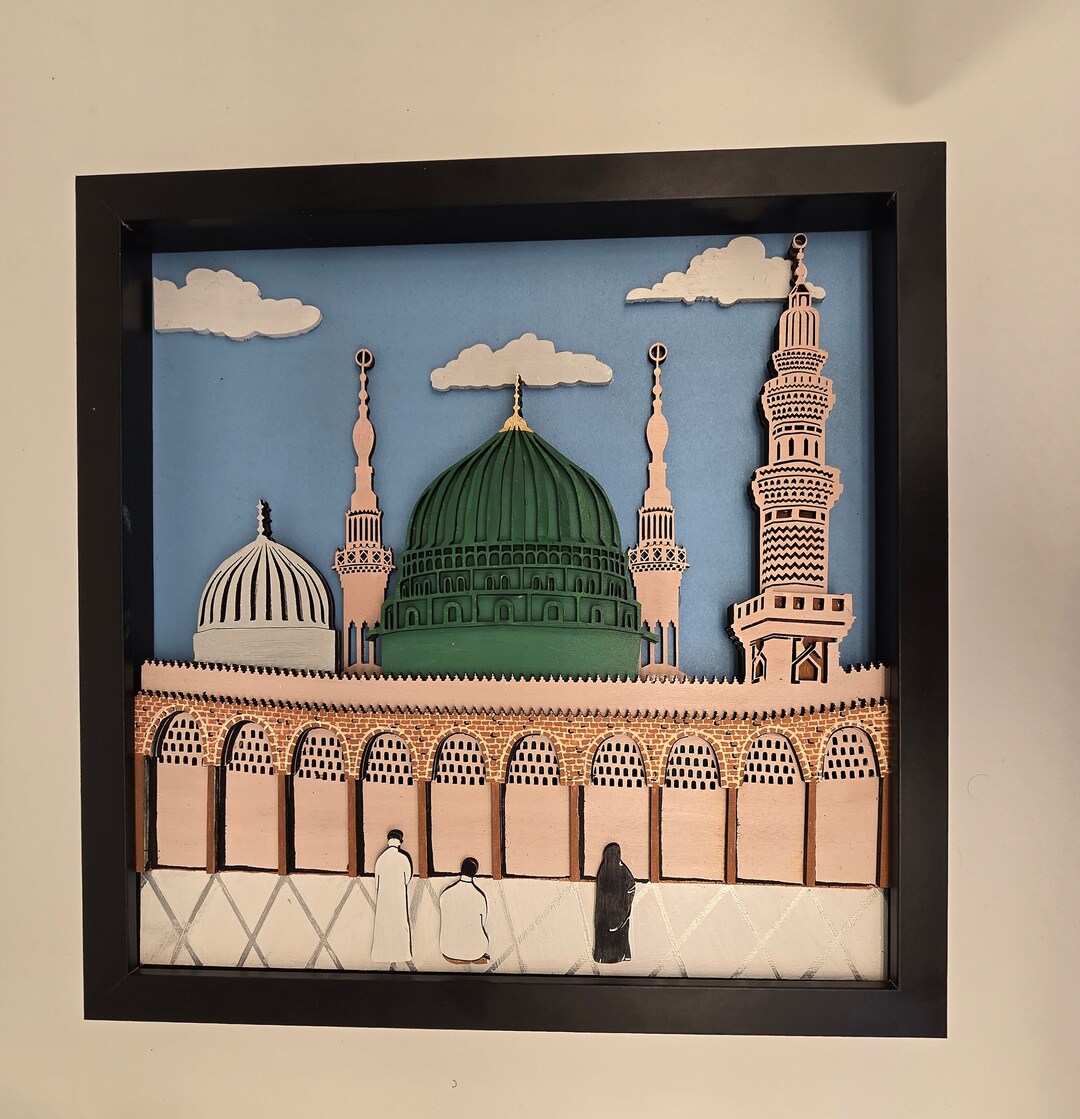 Masjid An-nabawi Artwork, 3D Modern Islamic Art, Prophet's Mosque ...