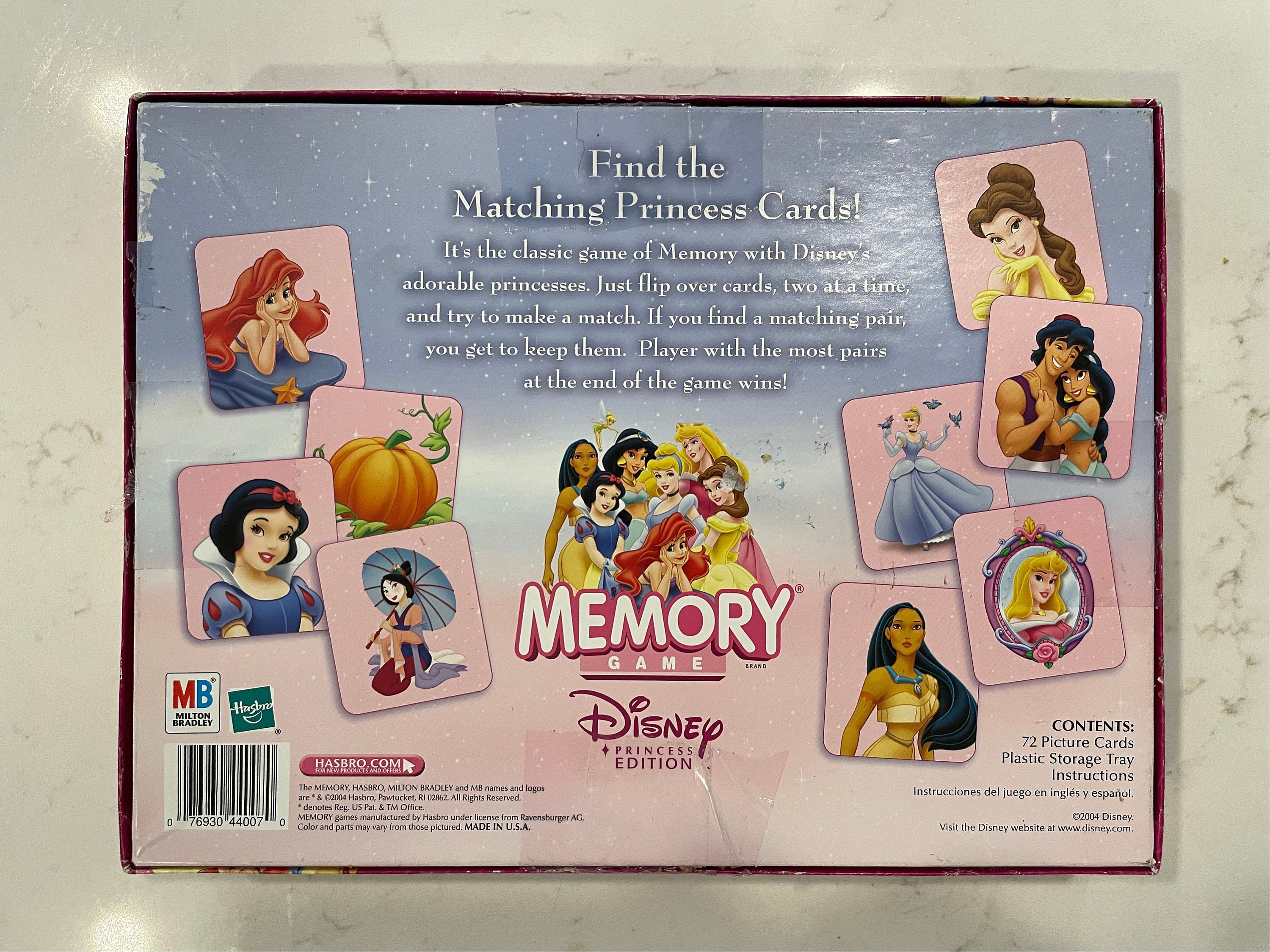 2004 VGC Complete Disney Memory Game Milton, Bradley, Princess Edition ...