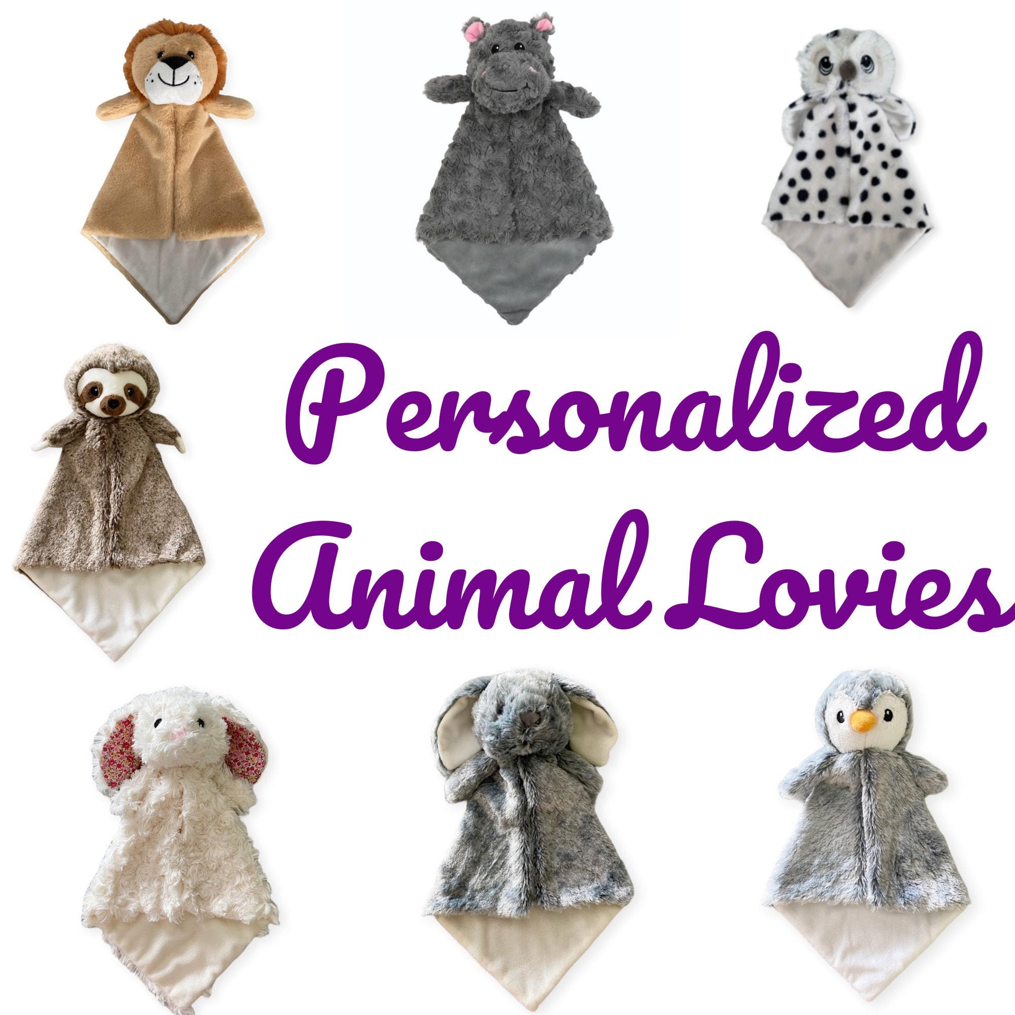 Custom Baby Animal Blanket, Personalized Embroidered Animal Lovie ...