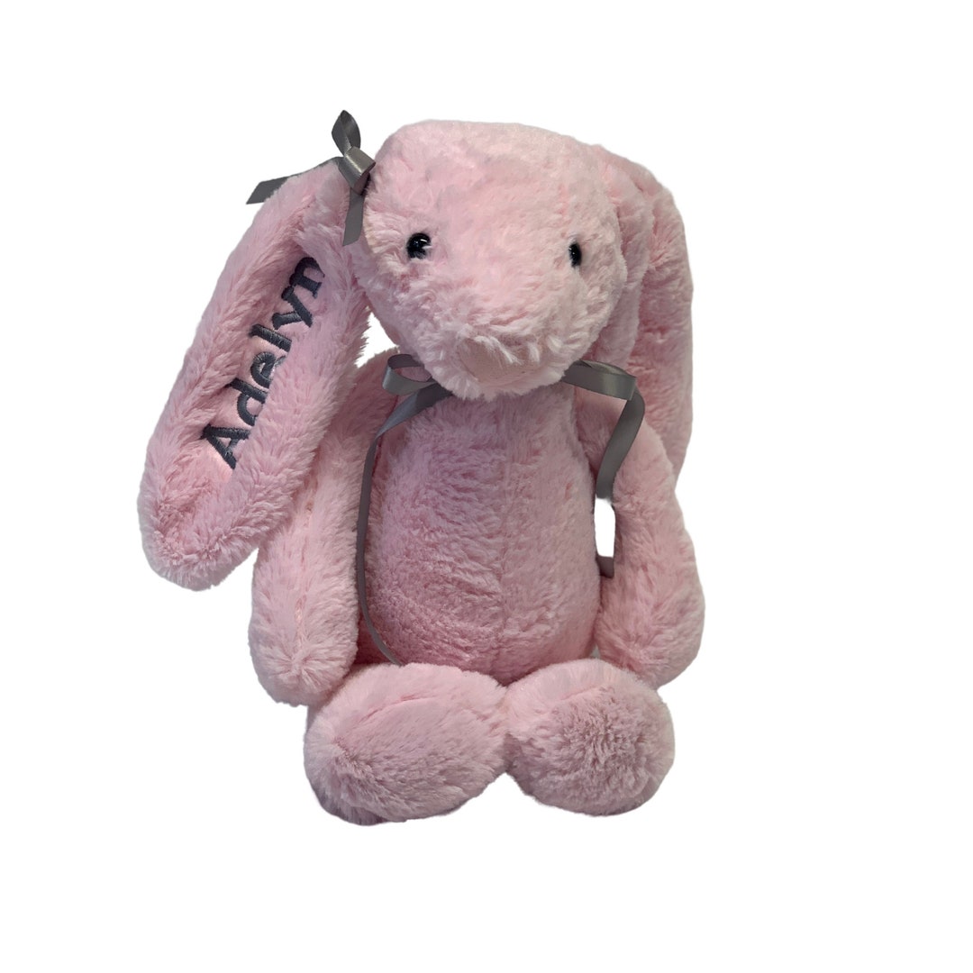 Custom Embroidered Pink Plush Easter Bunny, Personalized Easter Bunny ...
