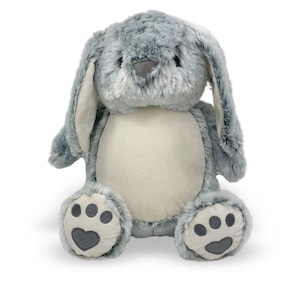 Custom Embroidered Gray Bunny Plush, Personalized Bunny Stuffed Animal ...