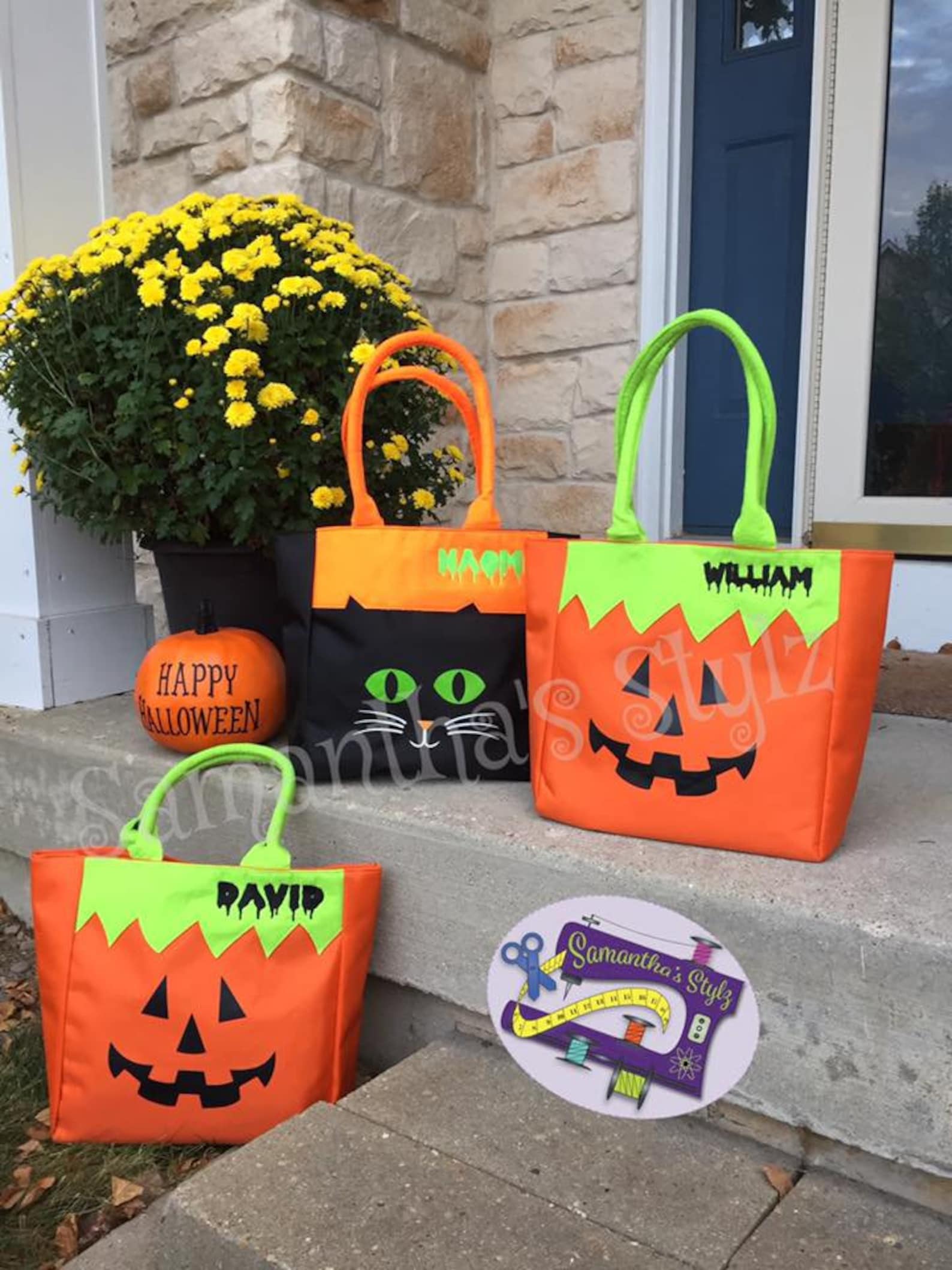 Personalized Monster Halloween Treat Bag, Custom Halloween Trick or ...