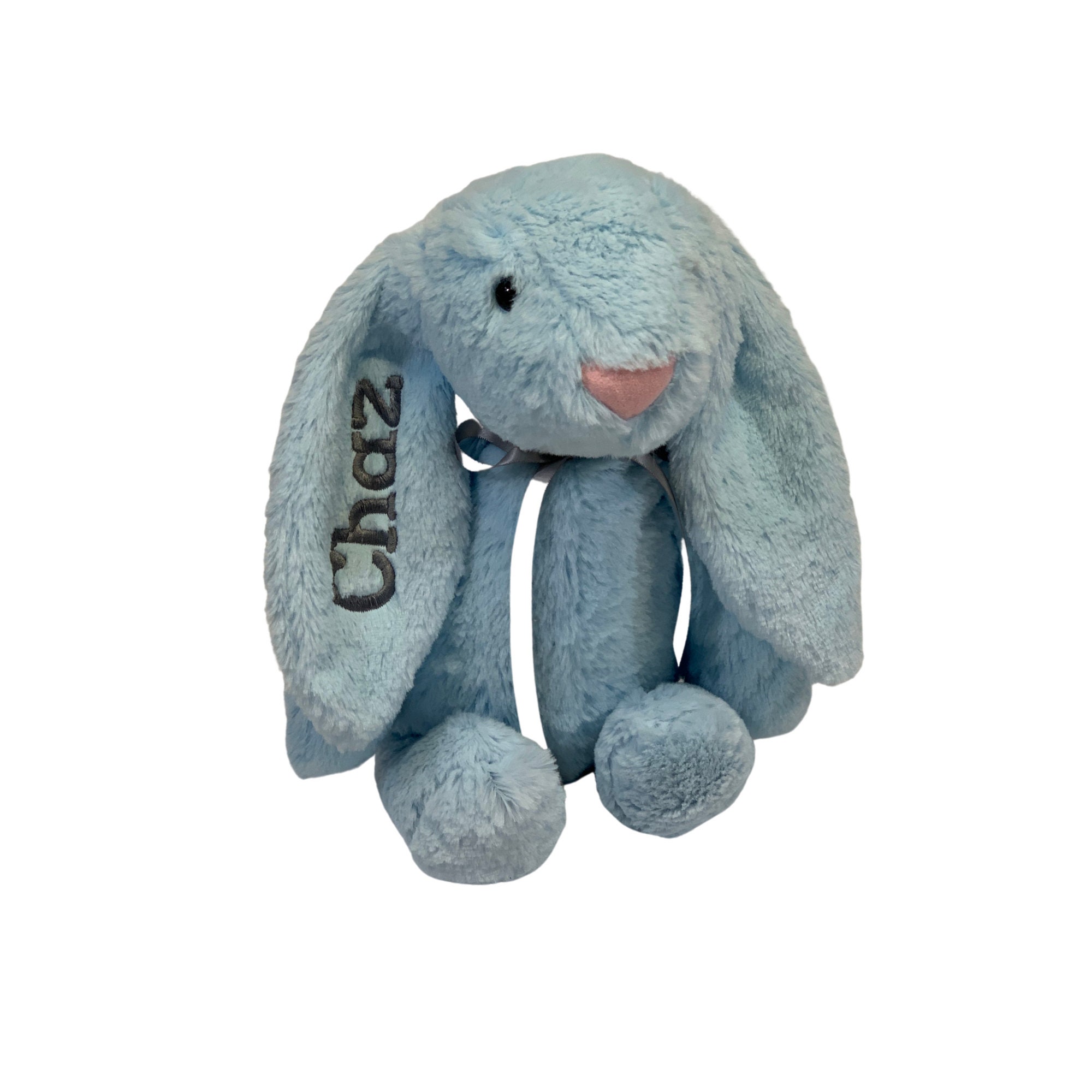 Custom Embroidered Blue Plush Easter Bunny Personalized - Etsy