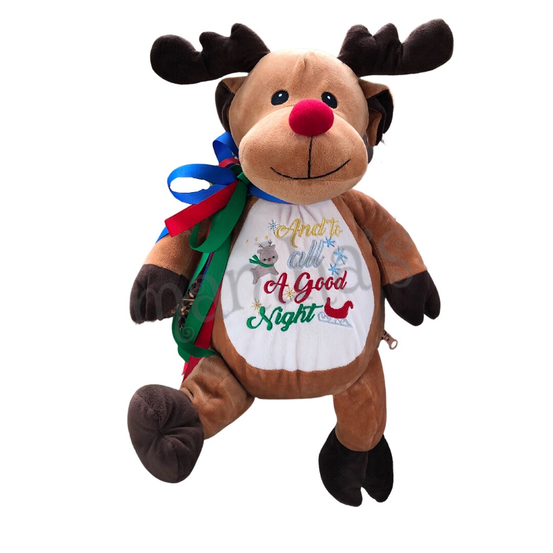 Custom Embroidered Rudolf Reindeer Plush Toy, Baby's First Christmas ...