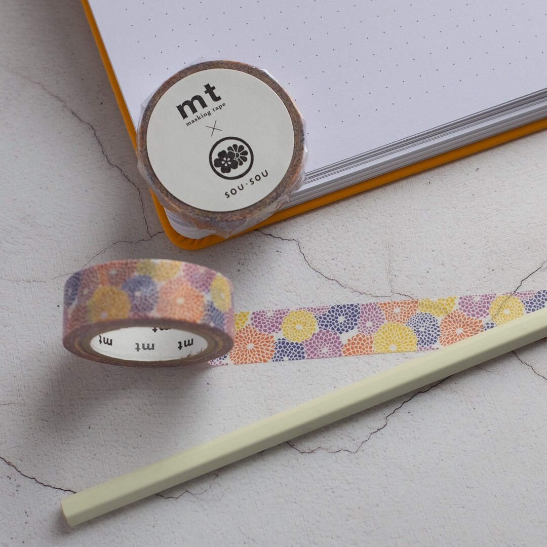 MT Sou Sou Kiku Zukushi Japanese Washi Masking Tape, Multicolour Floral Washi Tape, Journal ...