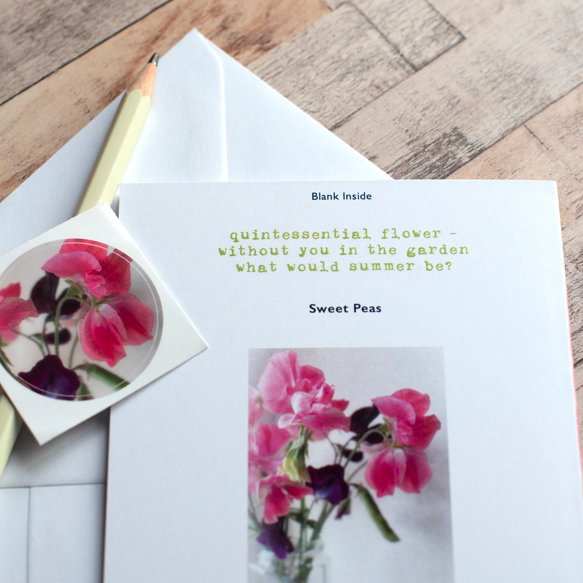 Sweet Pea Greeting Card Blank Inside Eco Friendly Card With - Etsy