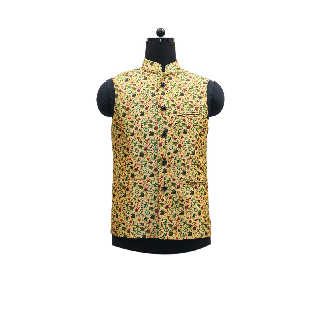 Sunshine Floral Vest, by Indian Designer's, Nehru Jacket for Mens ...