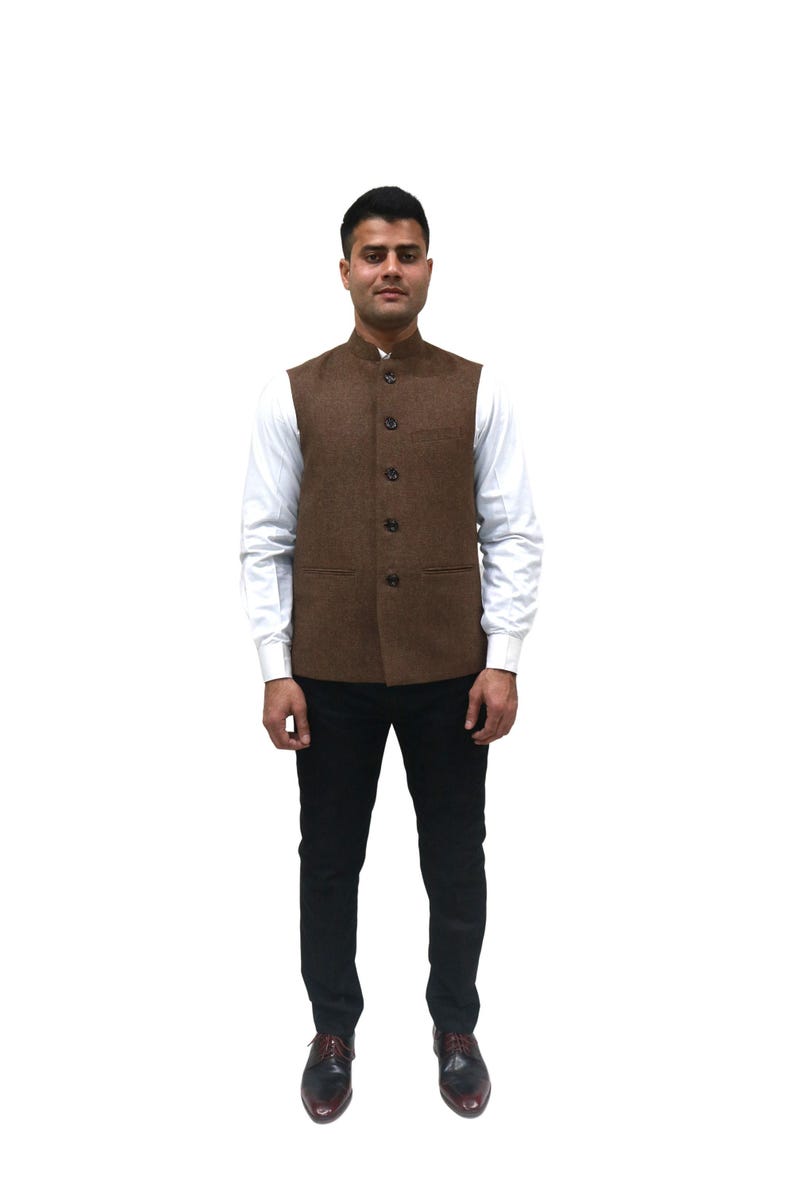 Handcrafted Nehru Jacket: Luxurious Tweed Wool Modi Style for Men's ...