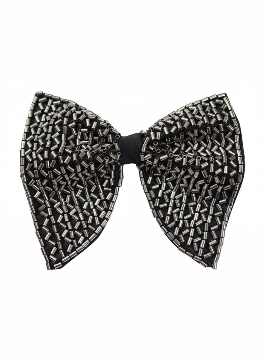 Black Metallic Embroidered Hand-beaded Bow Tie - Etsy