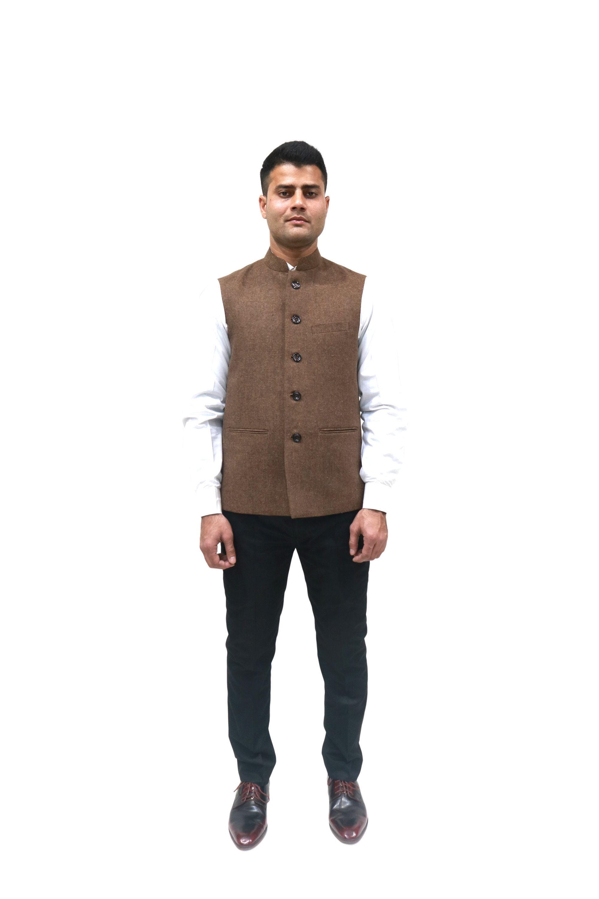 Handcrafted Nehru Jacket: Luxurious Tweed Wool Modi Style for Men's ...