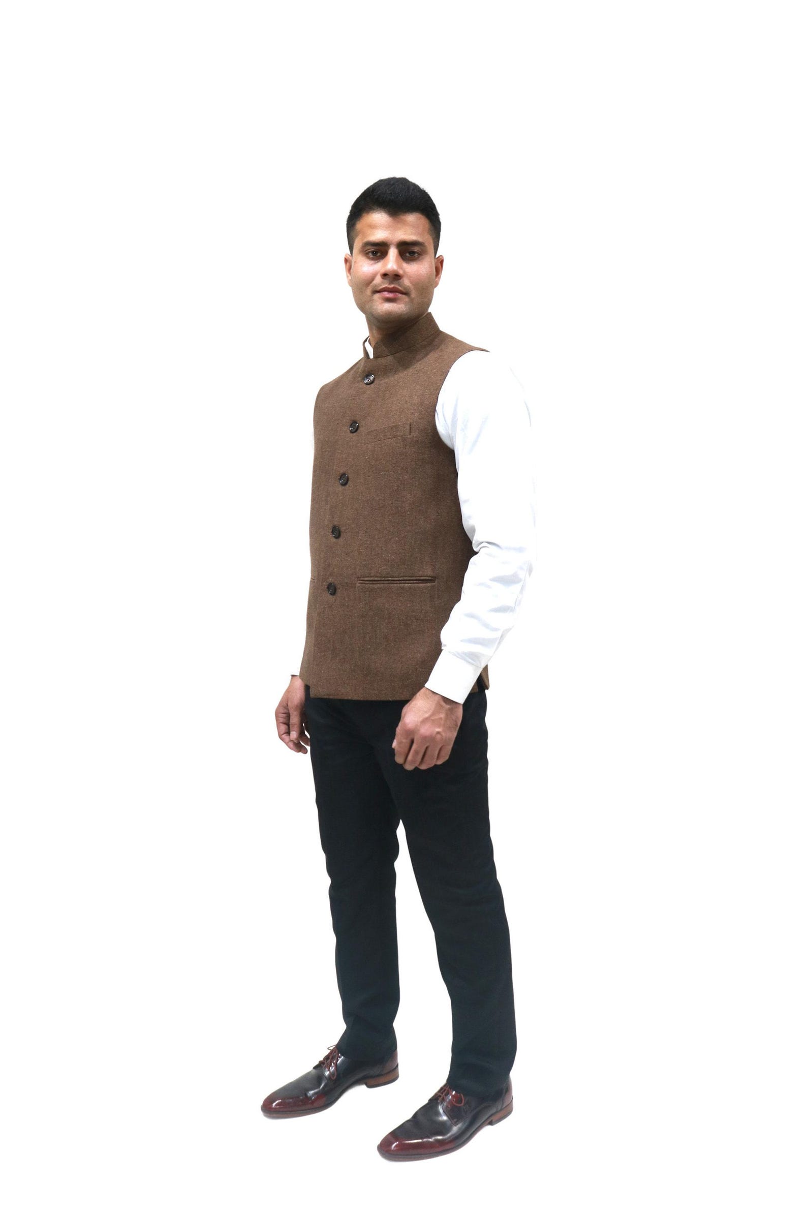 Handcrafted Nehru Jacket: Luxurious Tweed Wool Modi Style for Men's ...