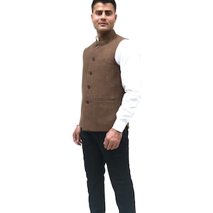 Handcrafted Nehru Jacket: Luxurious Tweed Wool Modi Style for Men's ...
