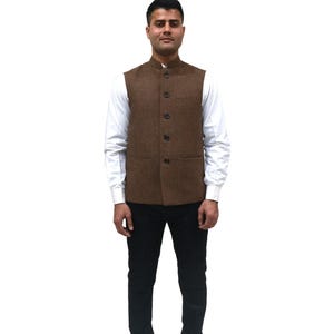 Handcrafted Nehru Jacket: Luxurious Tweed Wool Modi Style for Men's ...