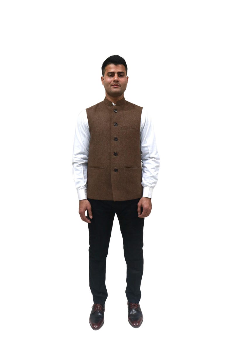 Handcrafted Nehru Jacket: Luxurious Tweed Wool Modi Style for Men's ...
