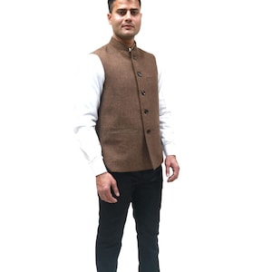 Handcrafted Nehru Jacket: Luxurious Tweed Wool Modi Style for Men's ...