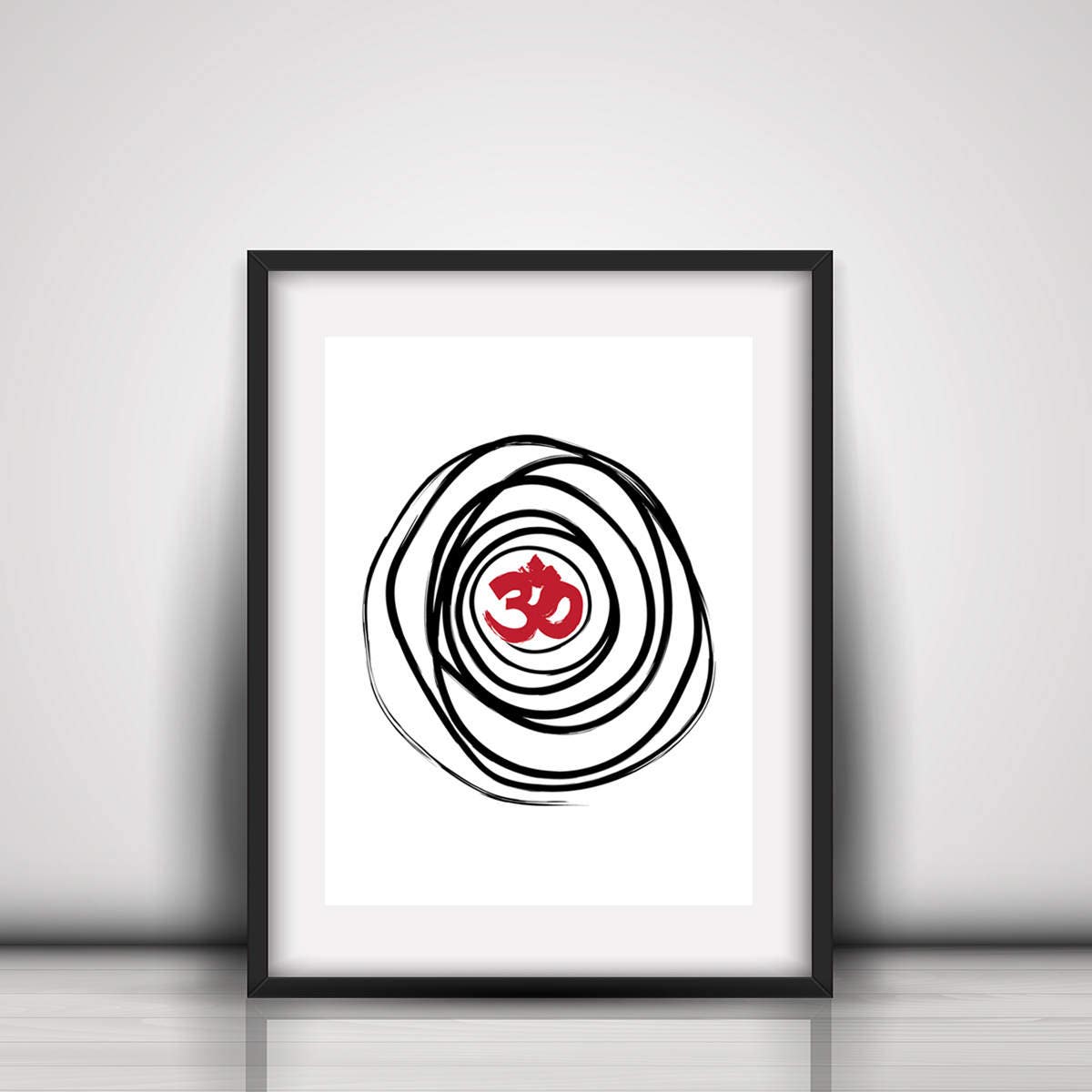 Om Digital Art // Om With Red Circles Printable Art // Om Wall Art - Etsy