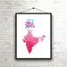 India Map Wall Frame // India Map Watercolor Digital Print // Map of ...