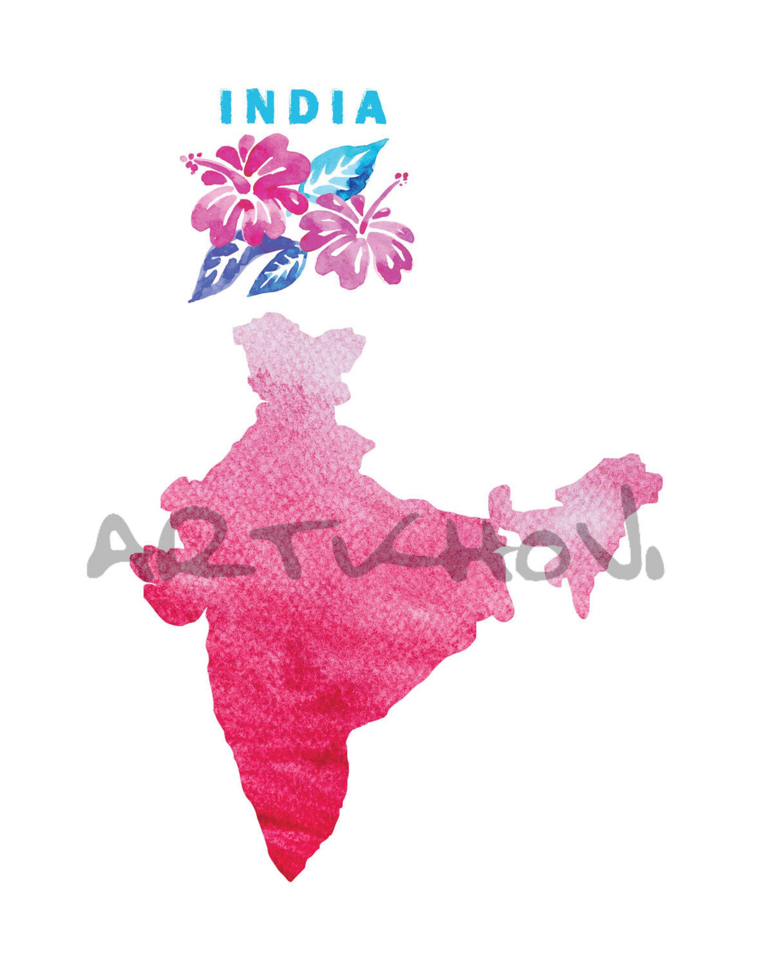 India Map Wall Frame // India Map Watercolor Digital Print // Map of ...