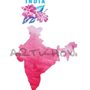 India Map Wall Frame // India Map Watercolor Digital Print // Map of ...