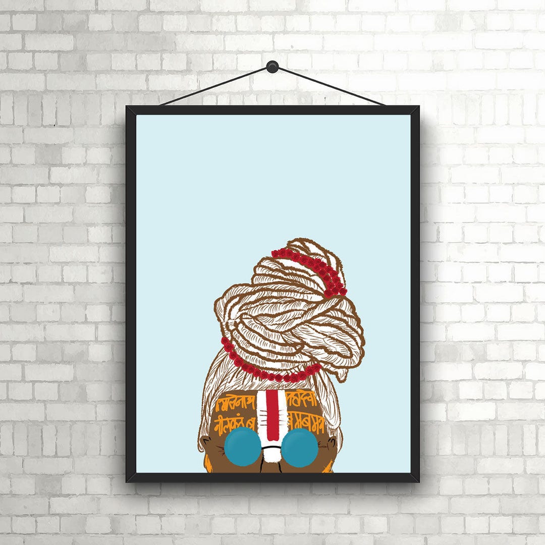 Sadhu Art Print: Indian Sage With Sunglasses (digital Download) - Etsy UK