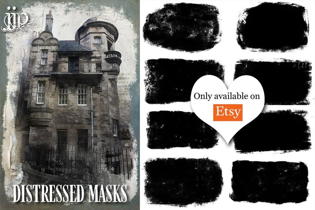 Distressed and Grungy Clipping Masks. 8 Transparent Clipping Masks for ...