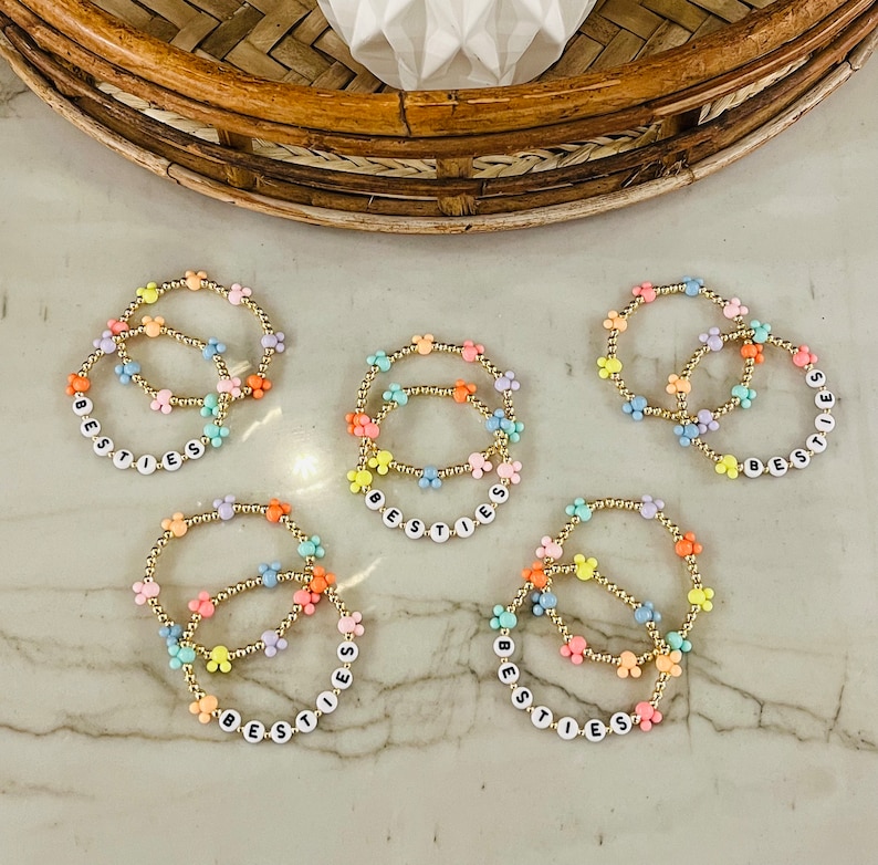 Disney Besties Bracelet Set, Mickey Beaded Bracelet Set, Matching ...