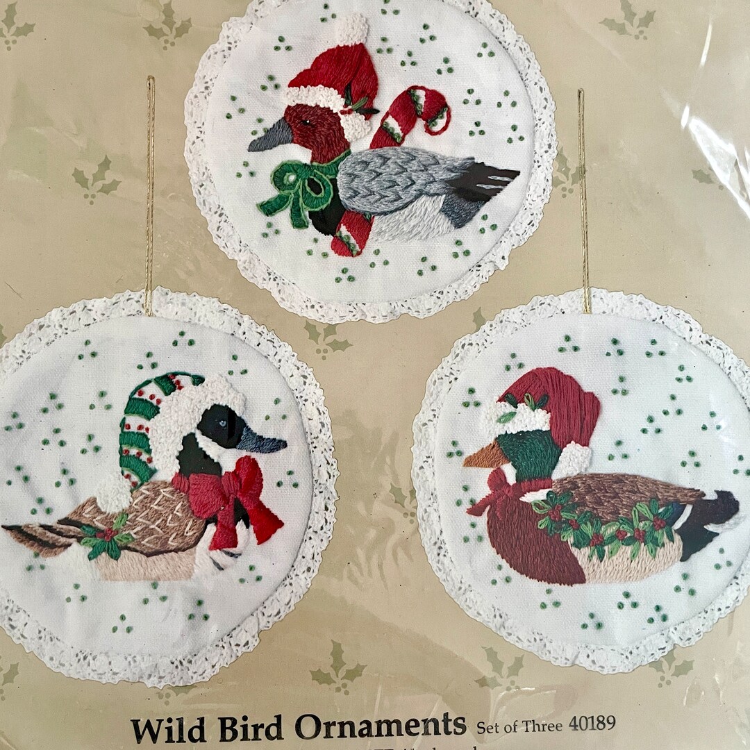 Vintage Christmas Birds Crewel Embroidery Kit / Ornaments DIY - Etsy