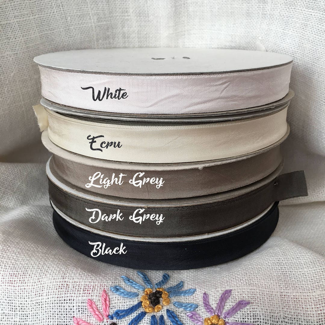 5 Yds - 1/2" Rayon Seam Binding Ribbon Grey White / Farmhouse DIY ...