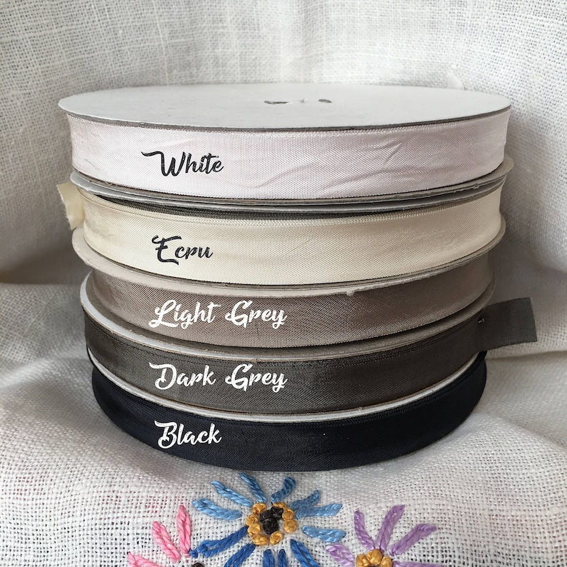 5 Yds - 1/2" Rayon Seam Binding Ribbon Grey White / Farmhouse DIY ...
