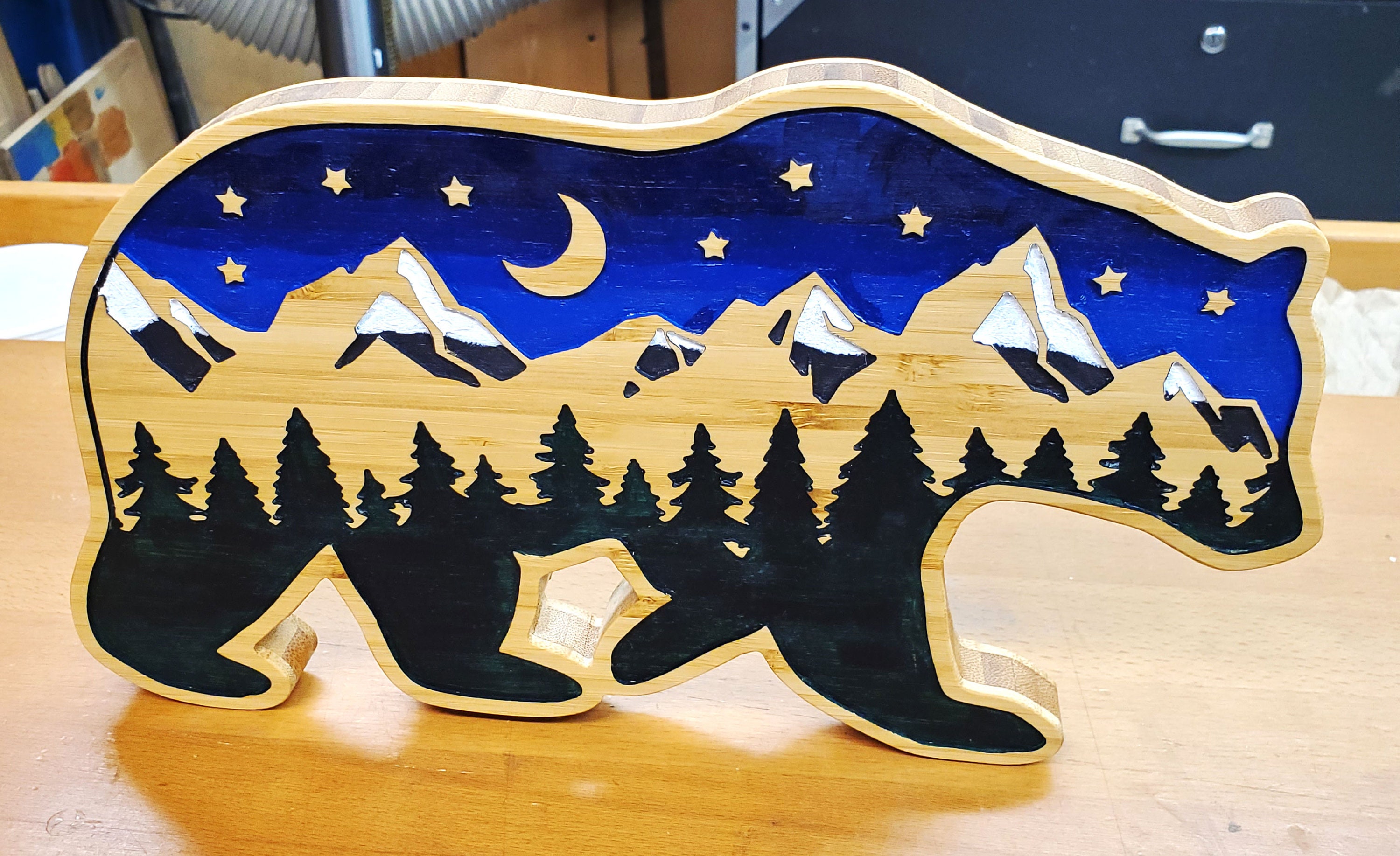 Artisan Carved Wood Bears - Bear Wall Decor - Bear Wall Art - Wood Bear ...